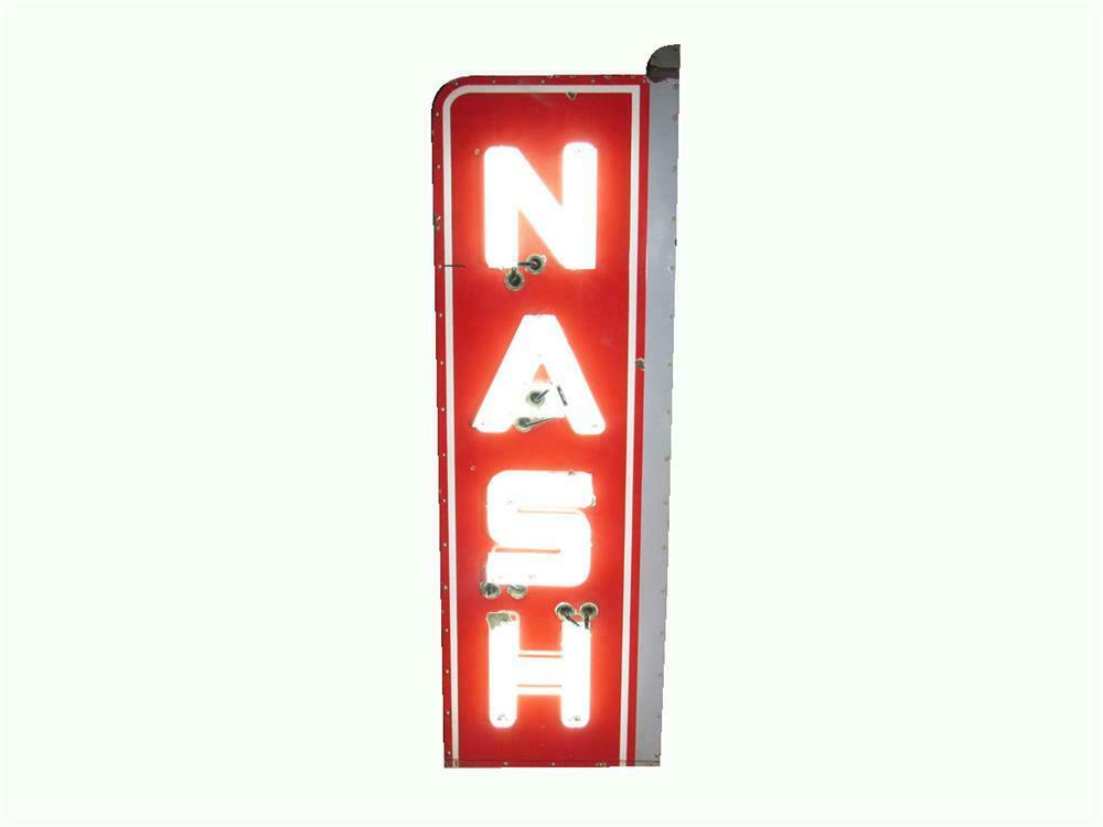Outstanding 1940s-50s Nash Automobiles single-sided neon porcelain ...