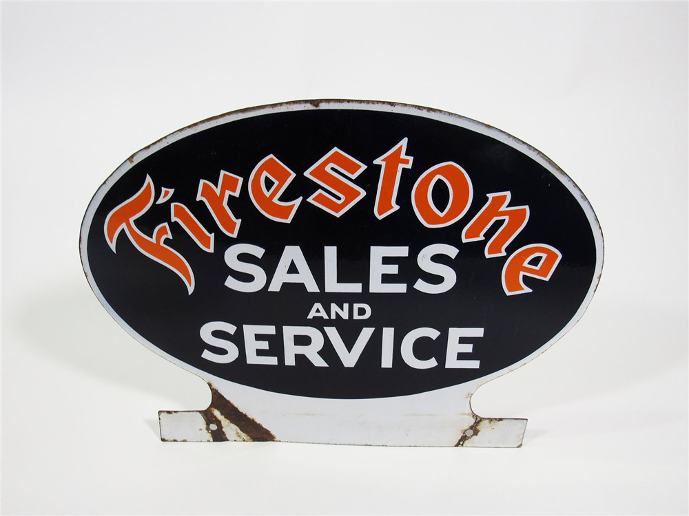 1930S FIRESTONE SALES AND SERVICE PORCELAIN GARAGE MARQUEE SI