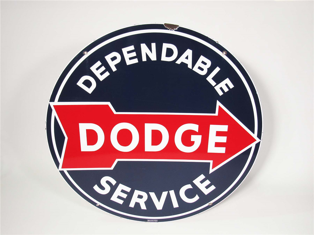 CIRCA EARLY 1950S DODGE PORCELAIN DEALERSHIP SIGN