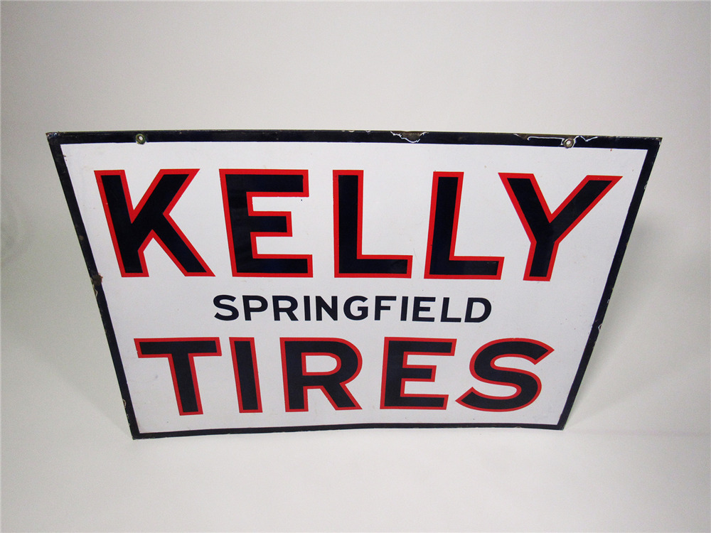 1930S KELLY SPRINGFIELD TIRES PORCELAIN AUTOMOTIVE GARAGE SIG