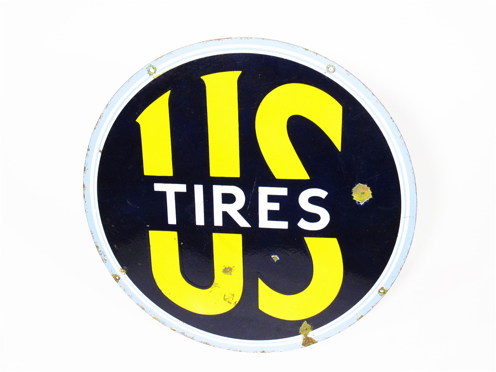 1930S U.S. TIRES PORCELAIN AUTOMOTIVE GARAGE SIGN