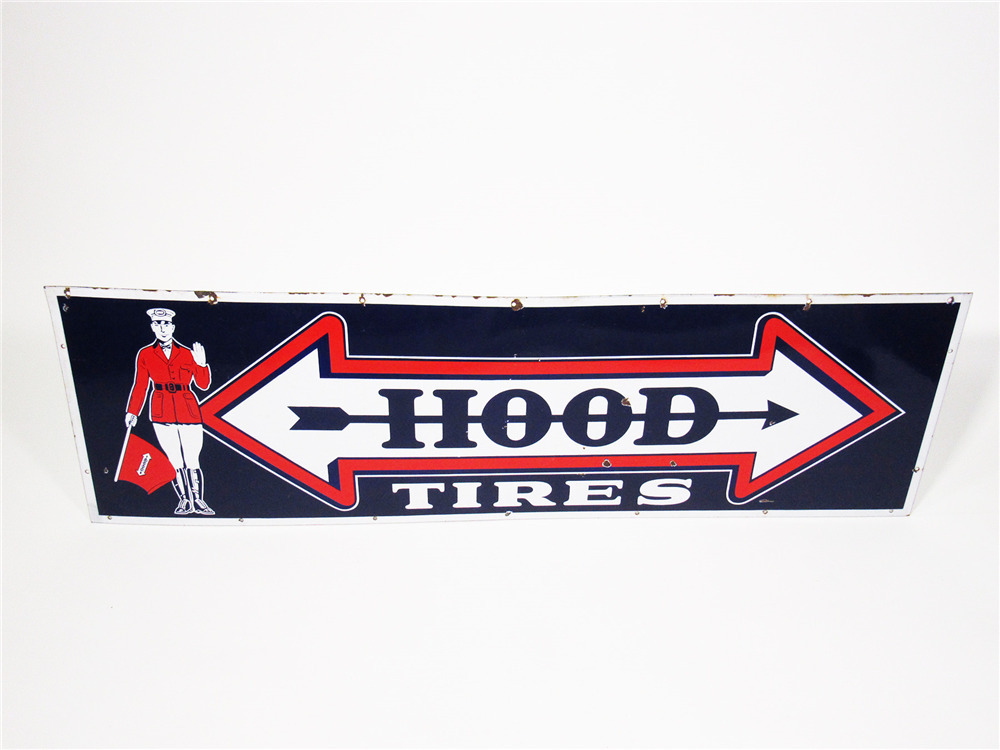 1930S HOOD TIRES PORCELAIN FILLING STATION SIGN