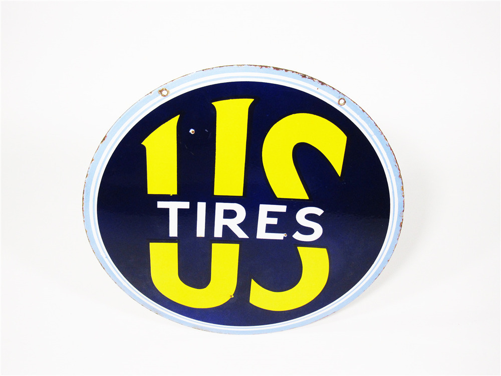 1930S U.S. TIRES PORCELAIN AUTOMOTIVE GARAGE SIGN