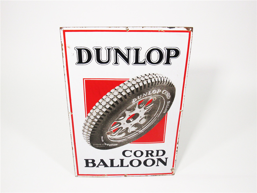 LATE 1920S-EARLY '30S DUNLOP TIRES PORCELAIN GARAGE SIGN