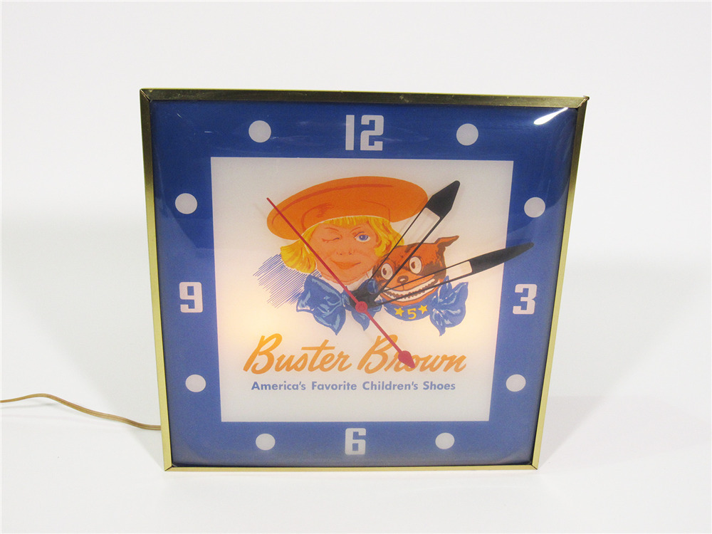 CIRCA EARLY 1960S BUSTER BROWN SHOES LIGHT-UP ADVERTISING CLO