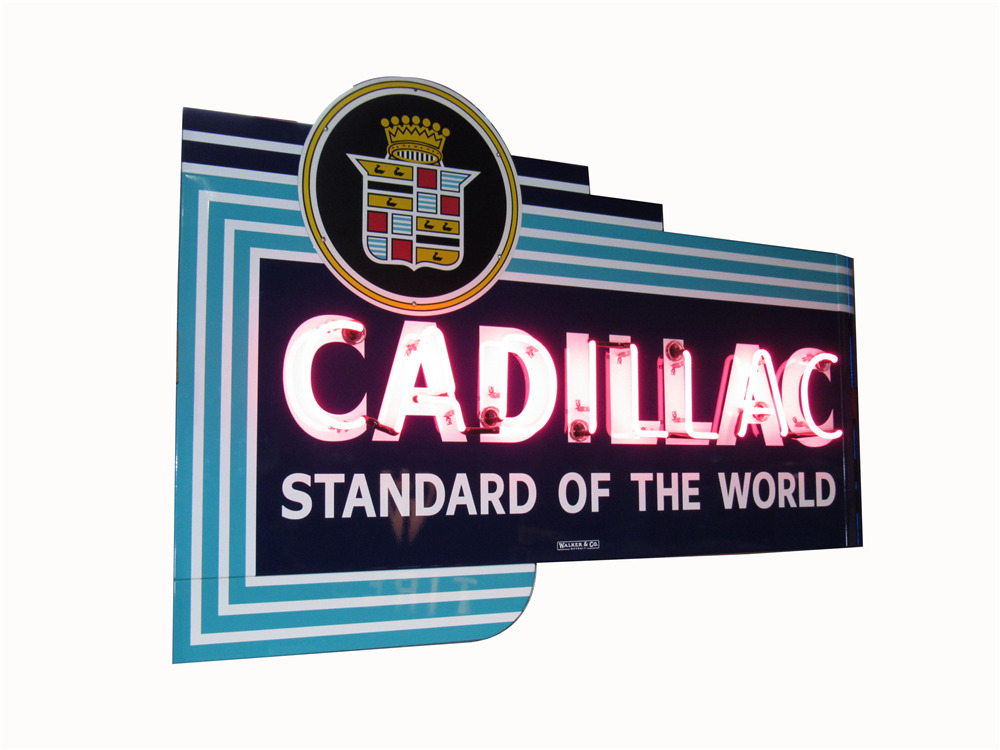 CIRCA 1940S CADILLAC NEON PORCELAIN DEALERSHIP SIGN