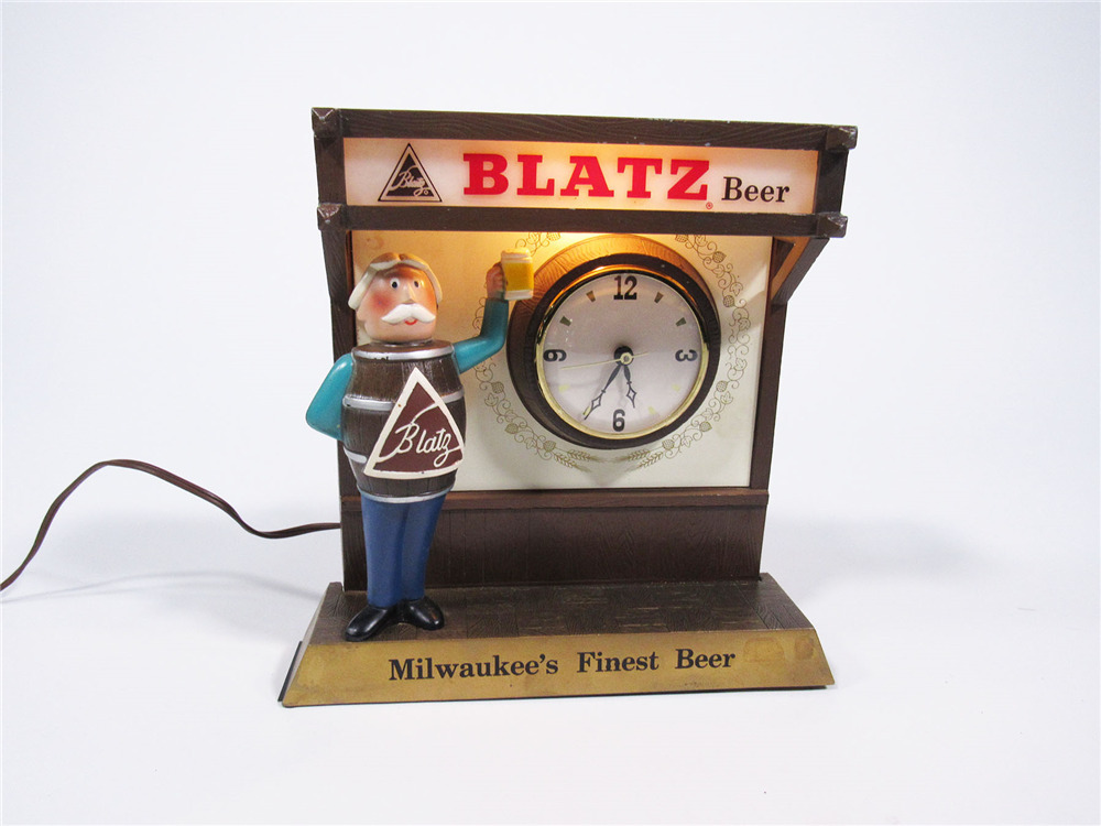 LATE 1950S-EARLY '60S BLATZ BEER CAST-METAL TAVERN WALL CLOCK