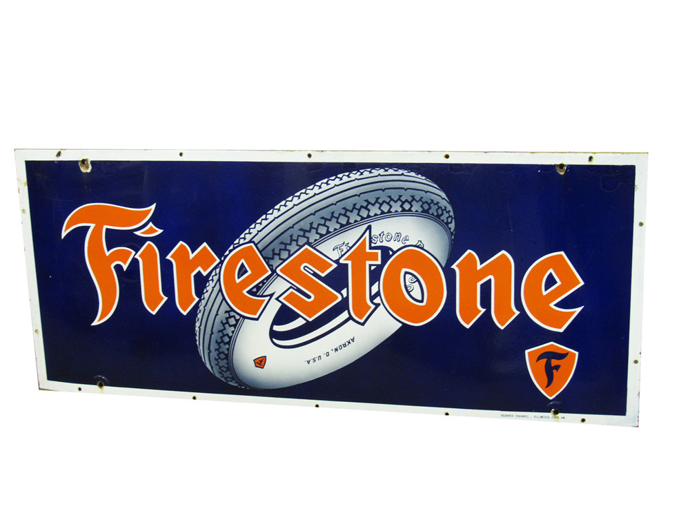 1930S FIRESTONE TIRES PORCELAIN GARAGE SIGN