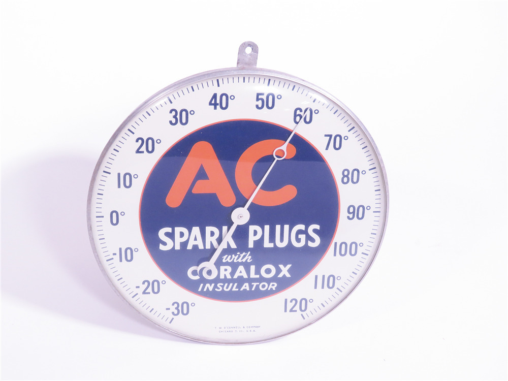 CIRCA LATE 1940S-EARLY '50S AC SPARK PLUGS DIAL THERMOMETER
