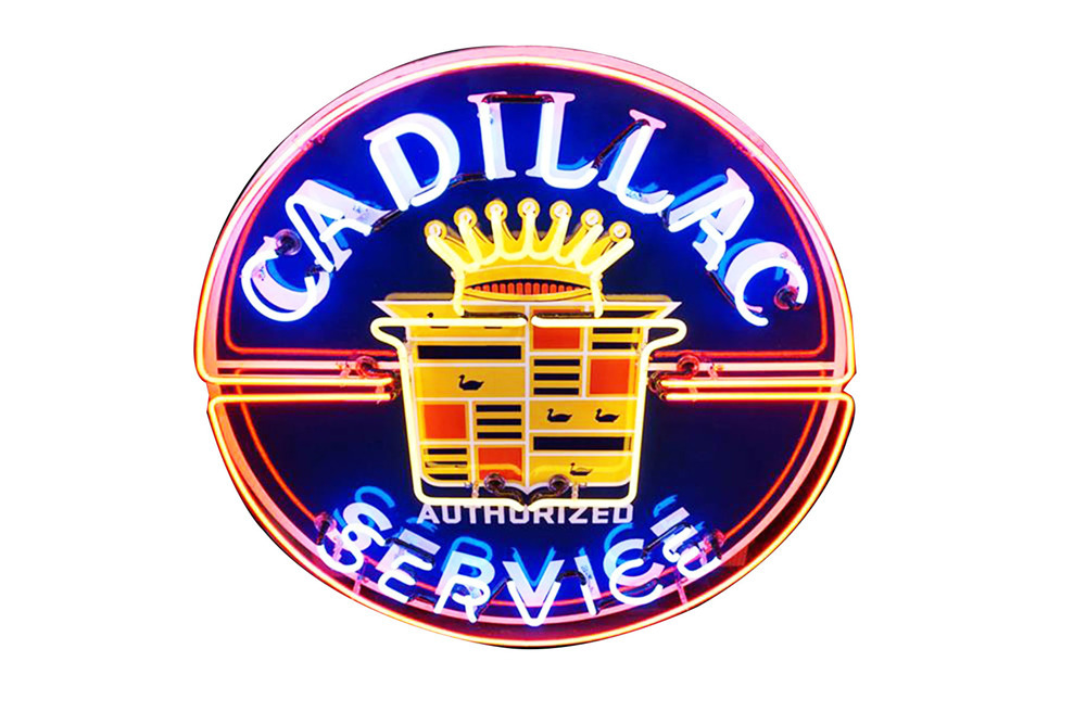 LATE 1940S-50S CADILLAC PORCELAIN WITH NEON DEALERSHIP SIGN