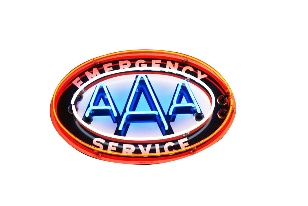 CIRCA 1950S AAA EMERGENCY SERVICE PORCELAIN WITH NEON SERVICE