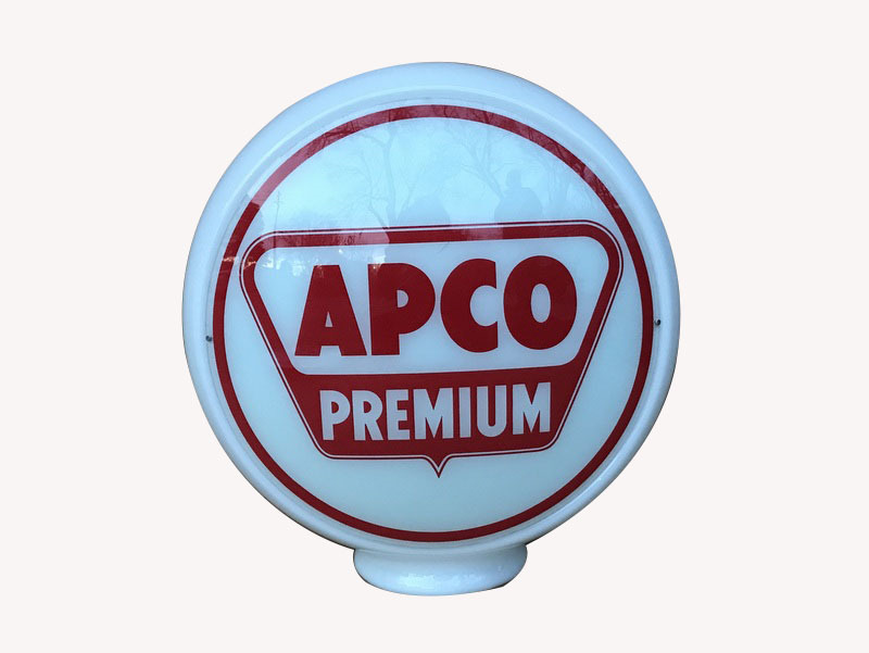 1950S APCO PREMIUM GASOLINE SERVICE STATION GAS PUMP GLOBE - Front 3/4 ...