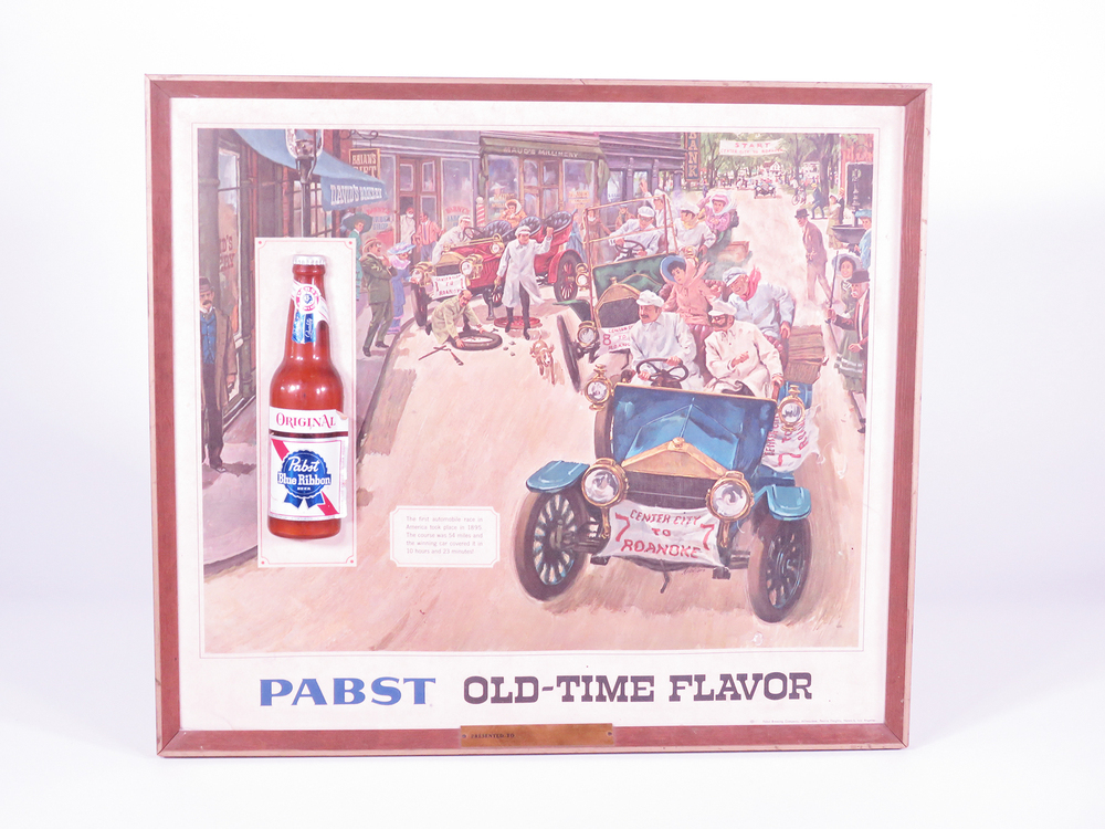 1960S PABST BLUE RIBBON WOOD-FRAMED CARDBOARD TAVERN SIGN