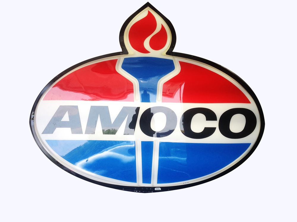 AMOCO OIL TORCH LOGO LIGHTED SIGN
