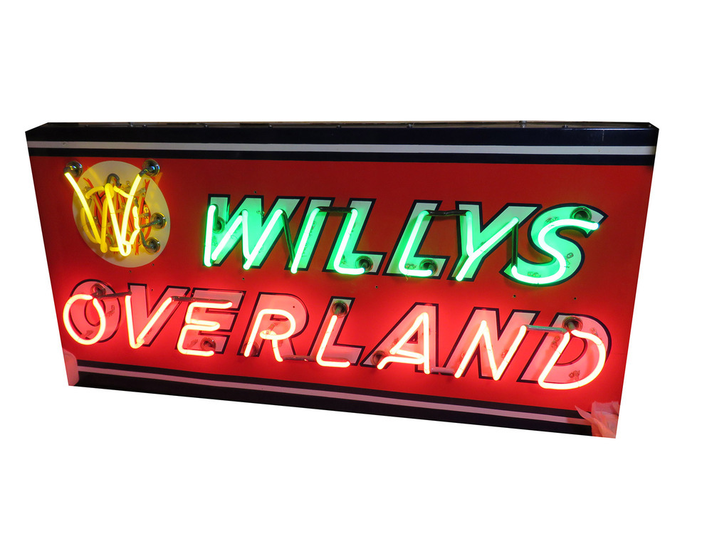 1940S WILLYS OVERLAND NEON PORCELAIN SIGN