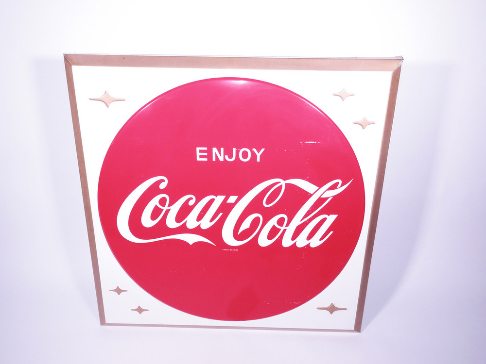 LARGE LATE 1950S-EARLY 1960S COCA-COLA TIN MARQUEE SIGN