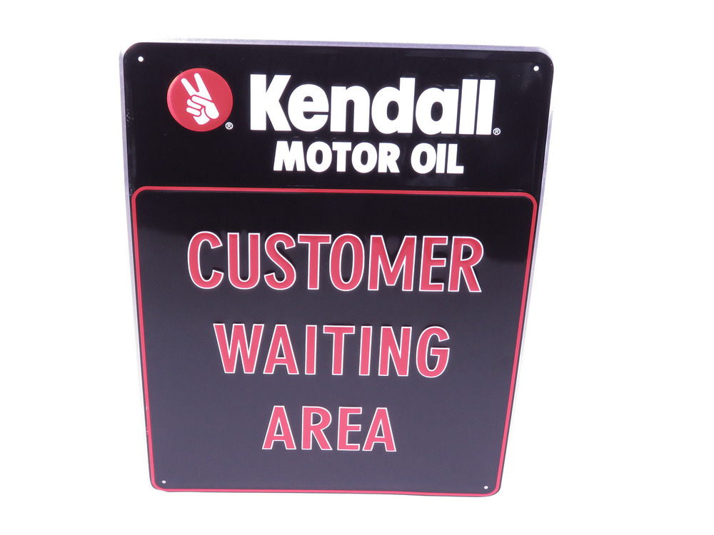 KENDALL MOTOR OIL 'CUSTOMER WAITING AREA' EMBOSSED TIN SIGN