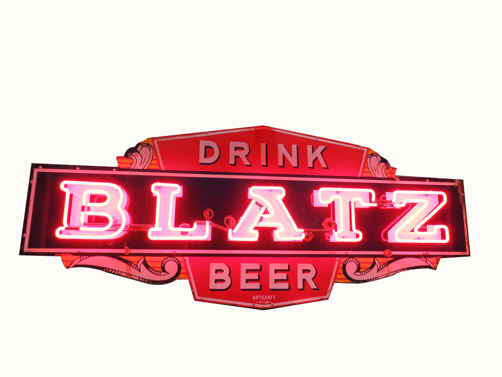 1930S BLATZ BEER NEON PORCELAIN SIGN