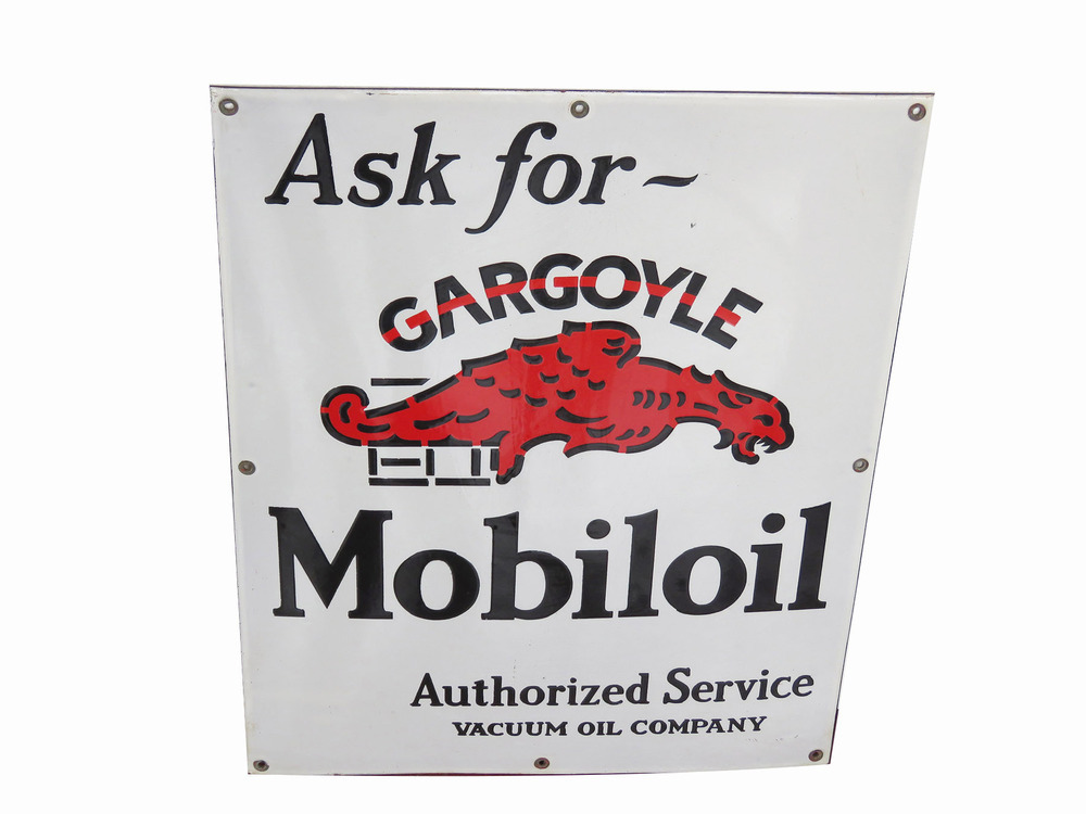 1920S GARGOYLE MOBILOIL PORCELAIN SIGN