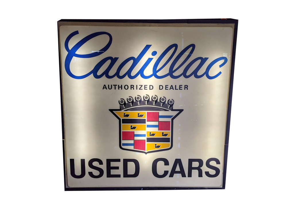 1960S CADILLAC USED CARS LIGHT-UP DEALERSHIP SIGN