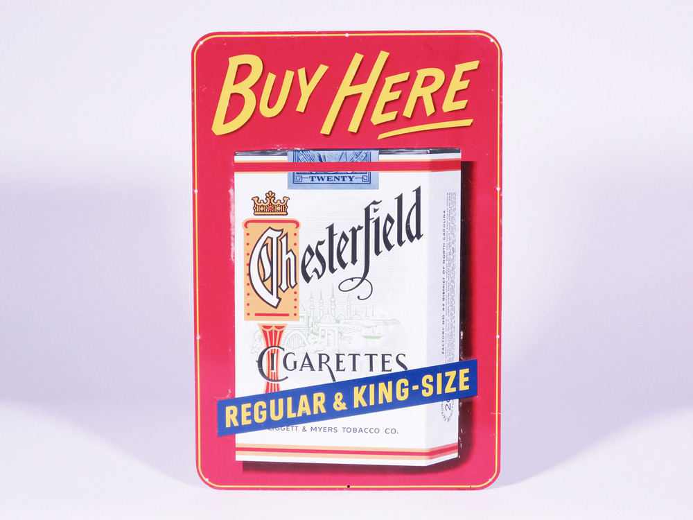 1950S CHESTERFIELD CIGARETTES TIN SIGN
