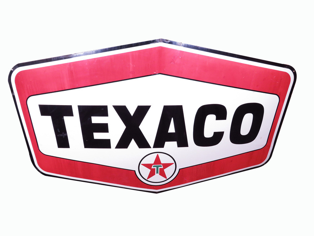 LARGE LATE 1950S-EARLY '60S TEXACO OIL PORCELAIN SIGN