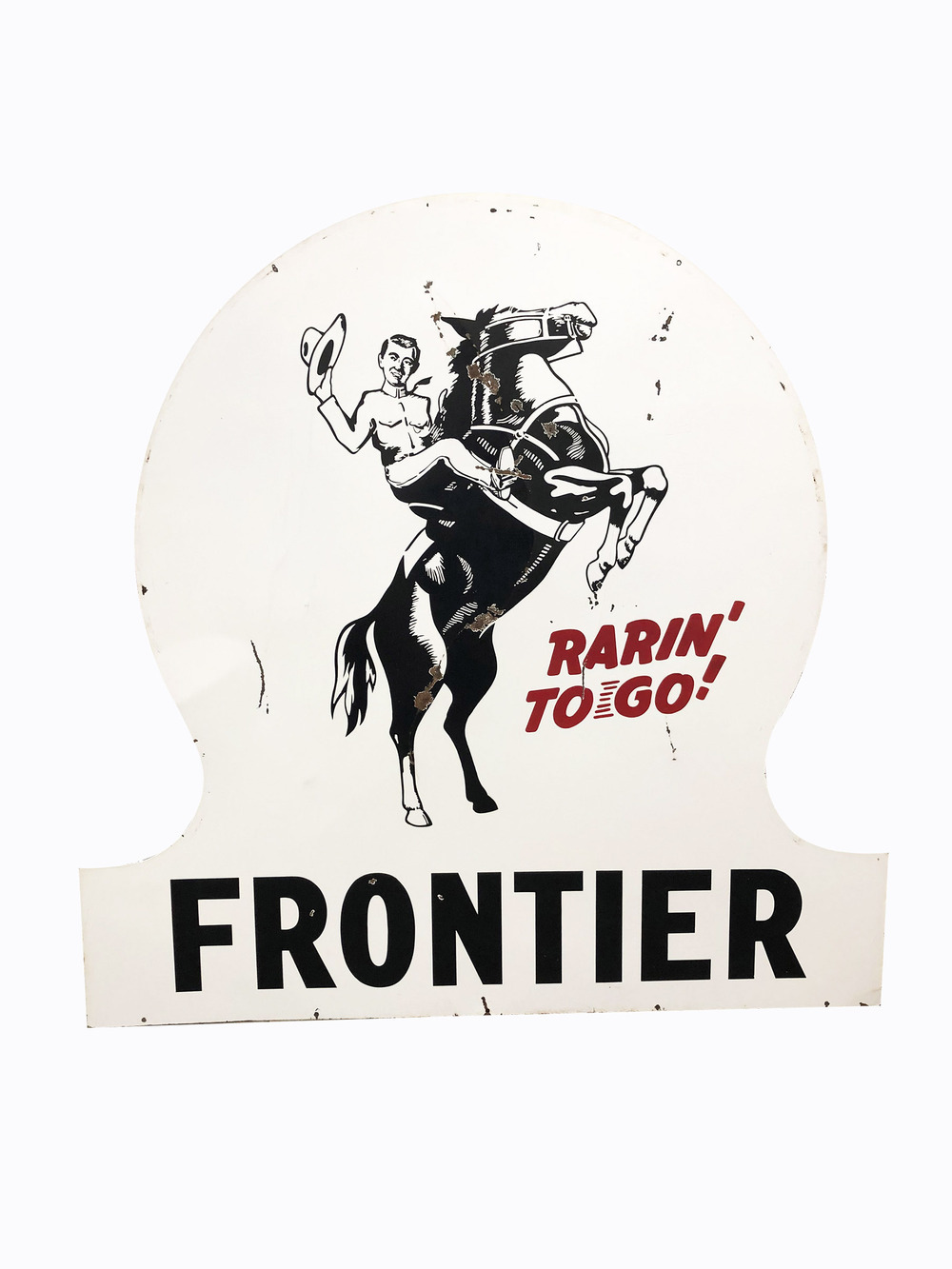 1940S FRONTIER GASOLINE PORCELAIN SIGN
