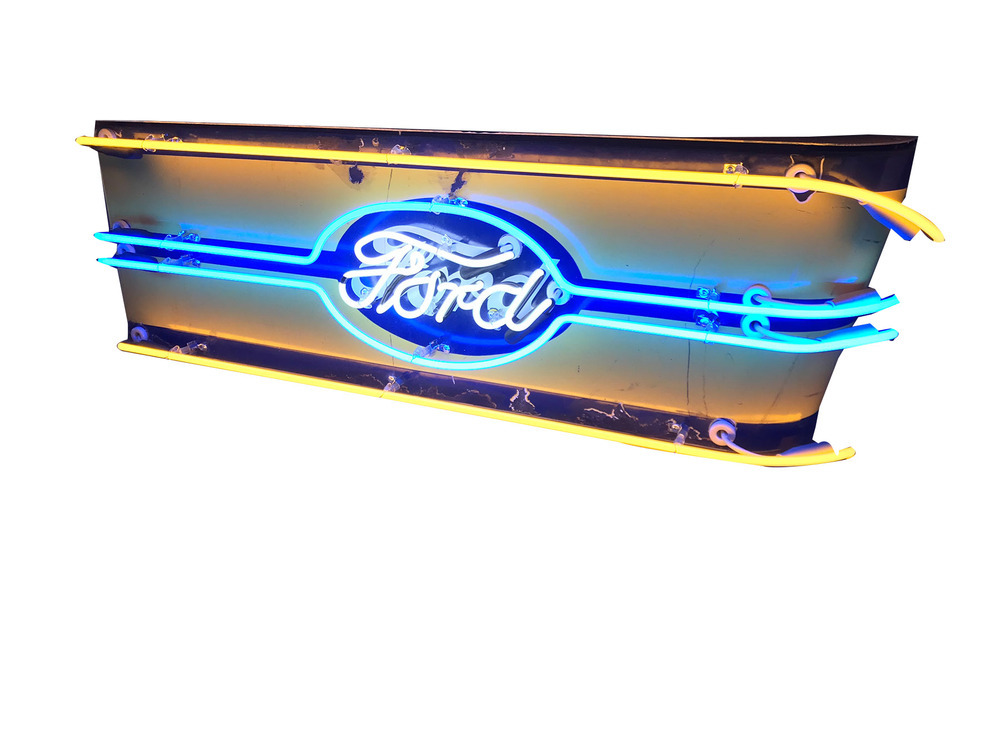 CIRCA 1950S FORD AUTOMOBILES NEON-PORCELAIN SIGN