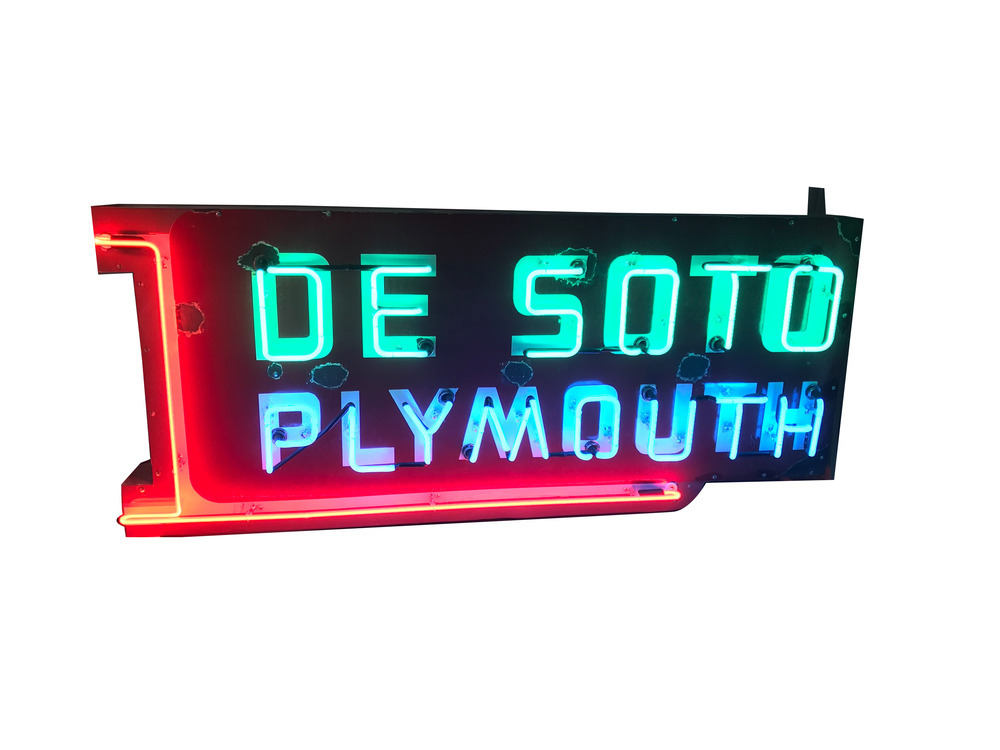 1950S DESOTO PLYMOUTH NEON PORCELAIN SIGN
