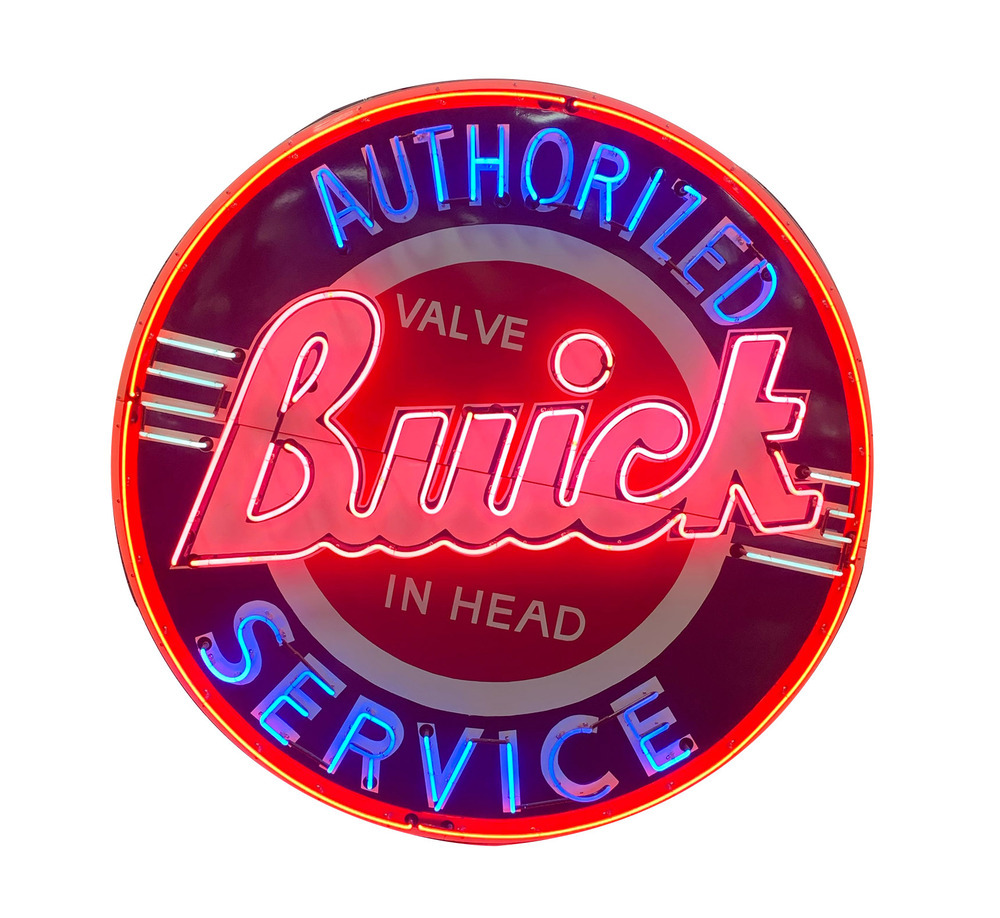 HUGE 1940S-50S BUICK AUTOMOBILES NEON PORCELAIN SIGN