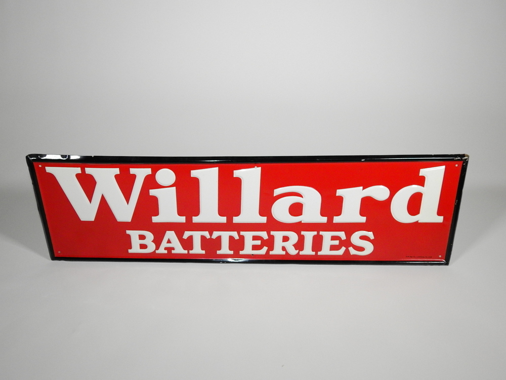 1959 WILLARD BATTERIES EMBOSSED TIN SIGN
