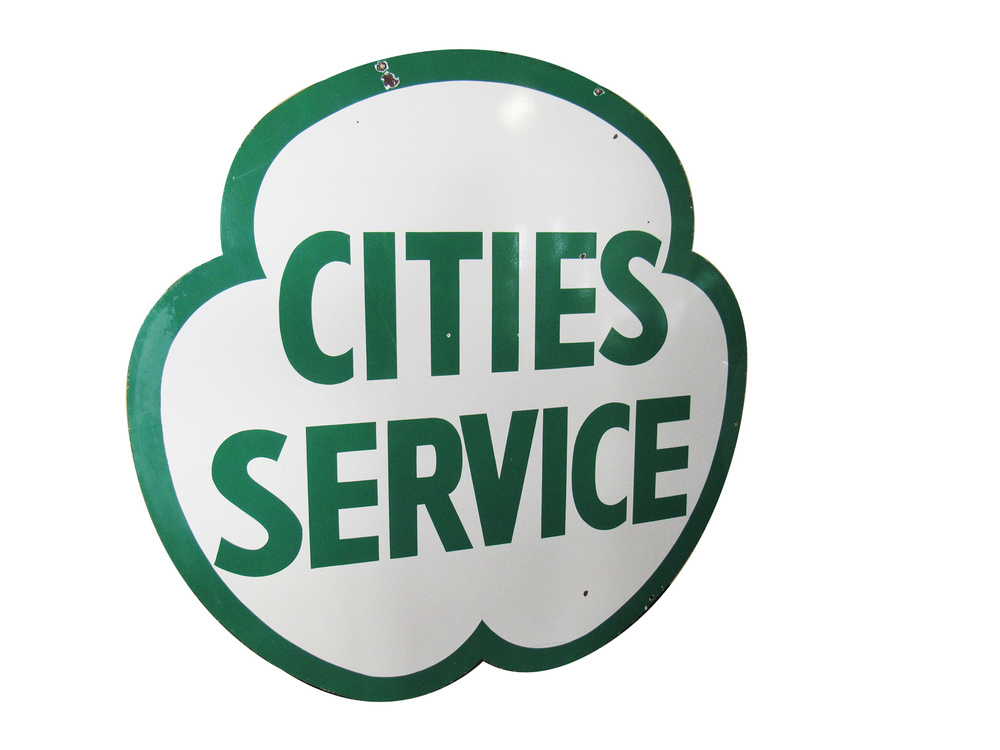 LARGE 1950S CITIES SERVICE OIL PORCELAIN SIGN