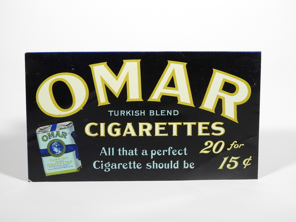 1920S-30S OMAR CIGARETTES EMBOSSED TIN SIGN