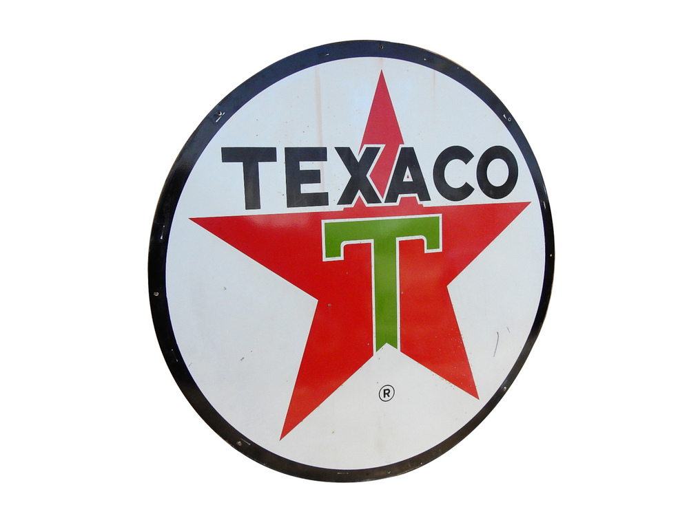 LARGE 1962 TEXACO OIL PORCELAIN SIGN