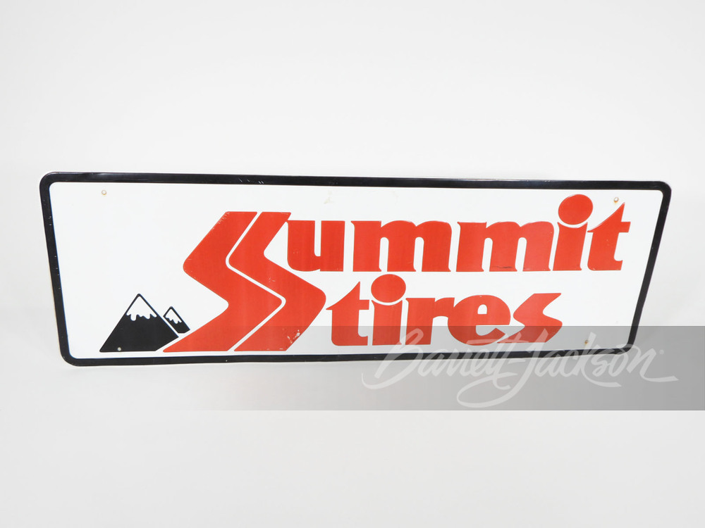 VINTAGE SUMMIT TIRES EMBOSSED TIN SIGN