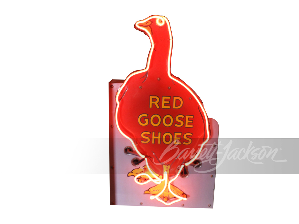 1930S RED GOOSE SHOES NEON PORCELAIN SIGN
