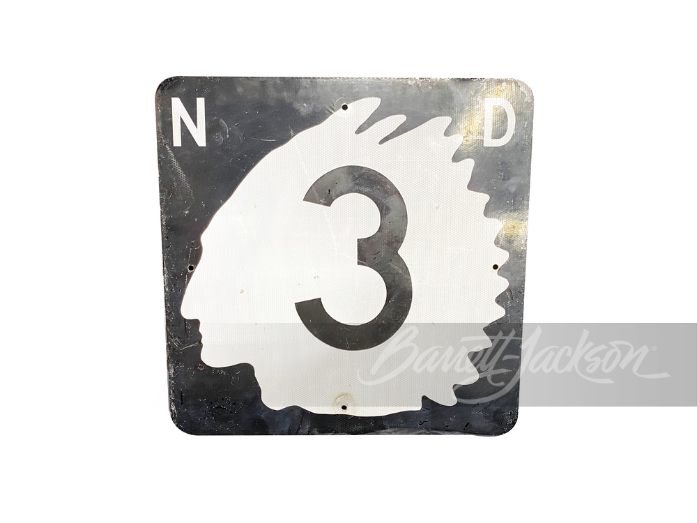 VINTAGE NORTH DAKOTA HIGHWAY #3 METAL ROAD SIGN