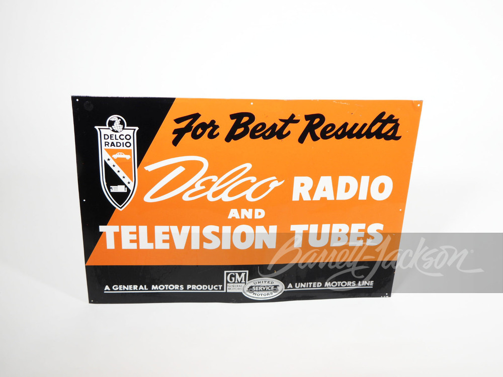 EARLY 1950S DELCO RADIO AND TELEVISION TUBES SIGN