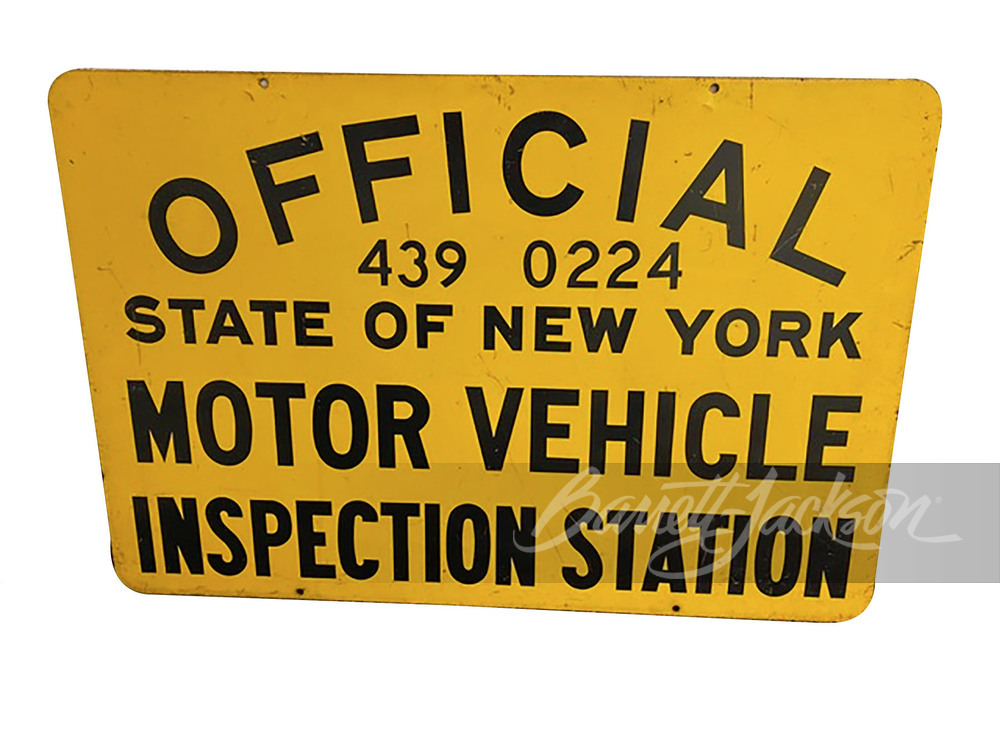 1950S STATE OF NEW YORK MOTOR VEHICLE INSPECTION STATION SIGN