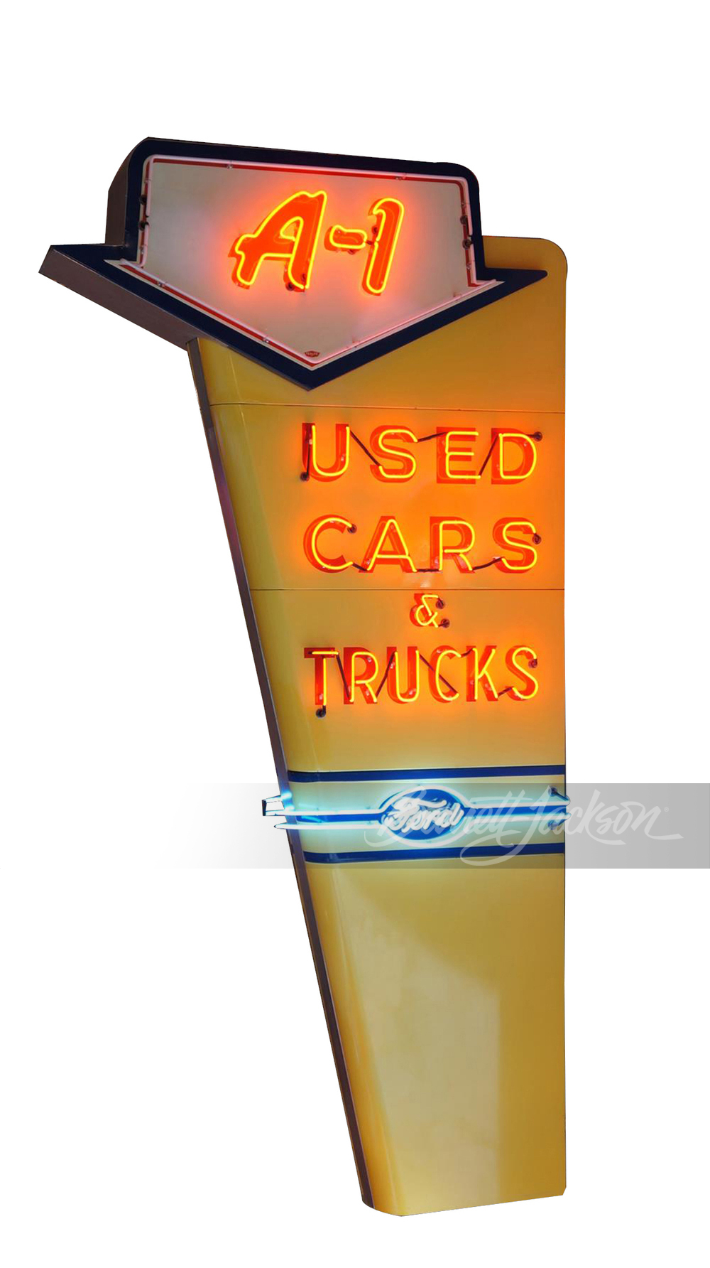 1950S FORD A-1 USED CARS AND TRUCKS NEON PORCELAIN SIGN