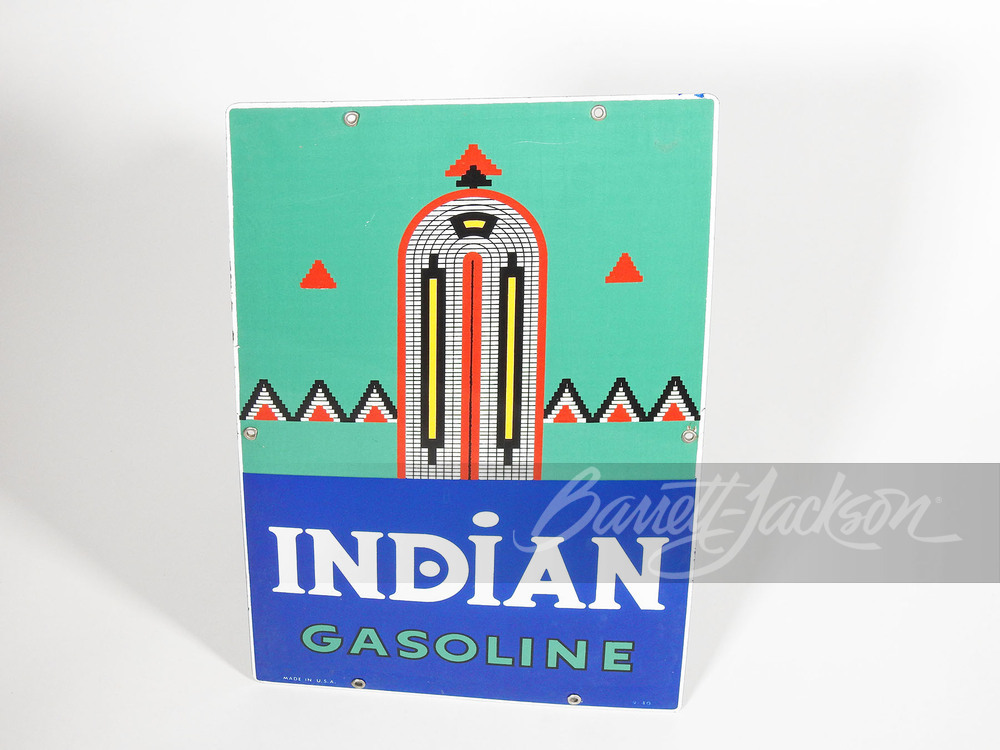 1940 TEXACO INDIAN GASOLINE PORCELAIN PUMP PLATE SIGN