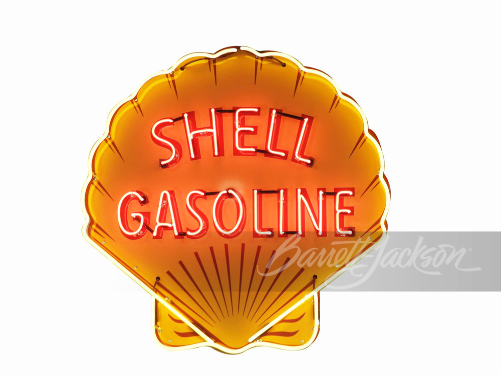 REPRODUCTION SHELL GASOLINE LARGE TIN-PAINTED NEON SIGN