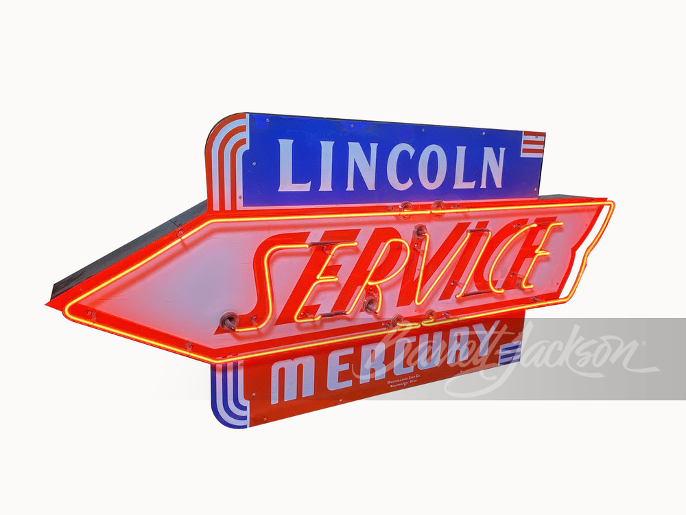 RARE 1930S LINCOLN-MERCURY SERVICE NEON PORCELAIN SIGN