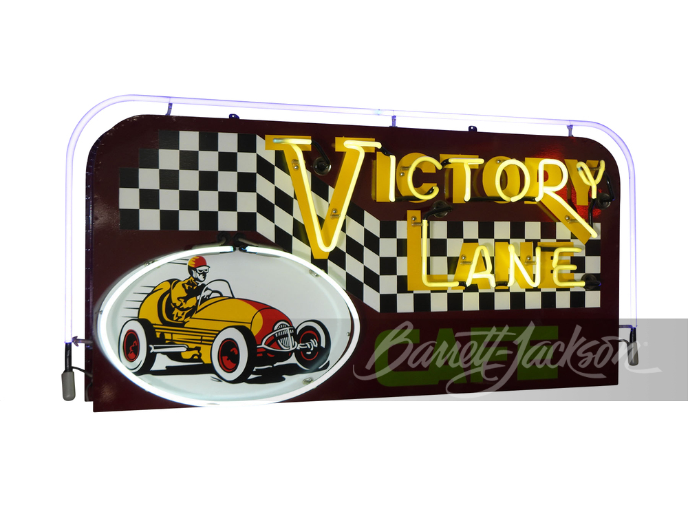 CUSTOM-MADE VICTORY LANE CAFÉ TIN WITH NEON SIGN