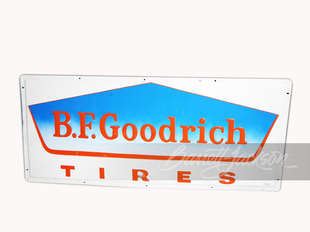 LARGE VINTAGE BFGOODRICH TIRES EMBOSSED TIN SIGN