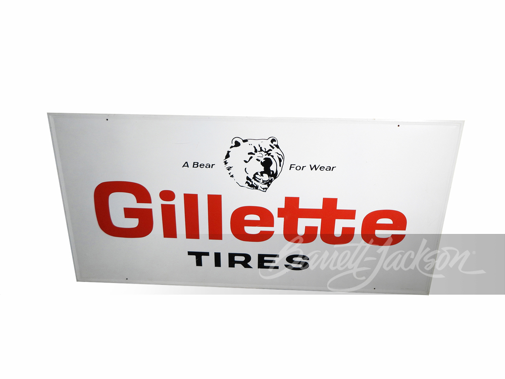 LARGE 1960S GILLETTE TIRES TIN SIGN