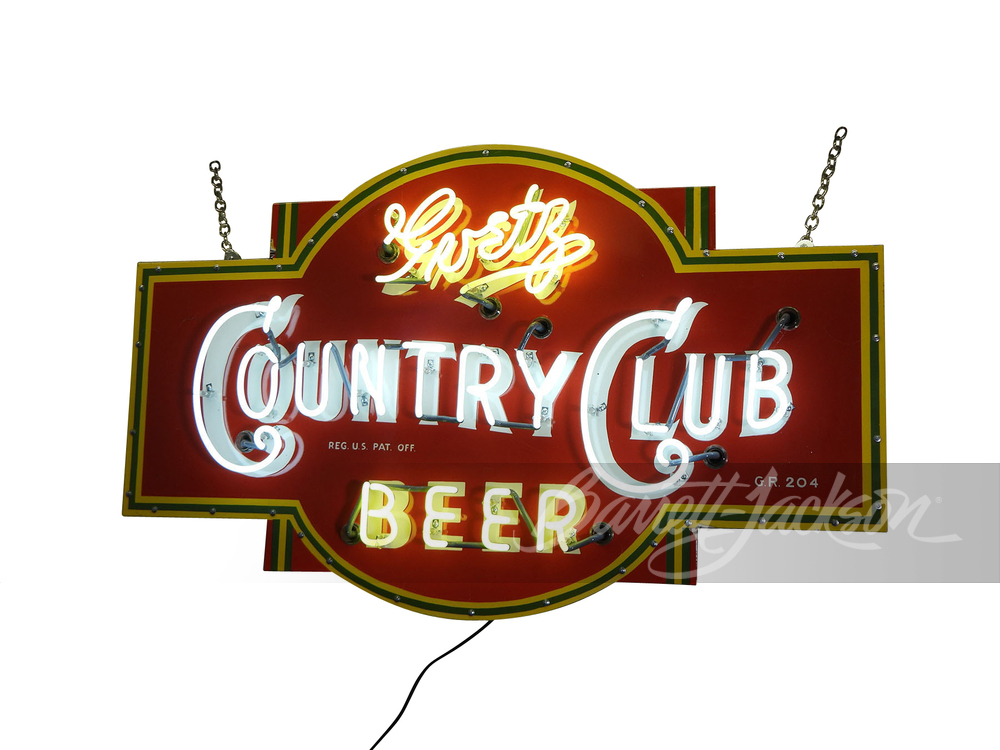 CONTEMPORARY GOETZ COUNTRY CLUB BEER NEON PORCELAIN SIGN