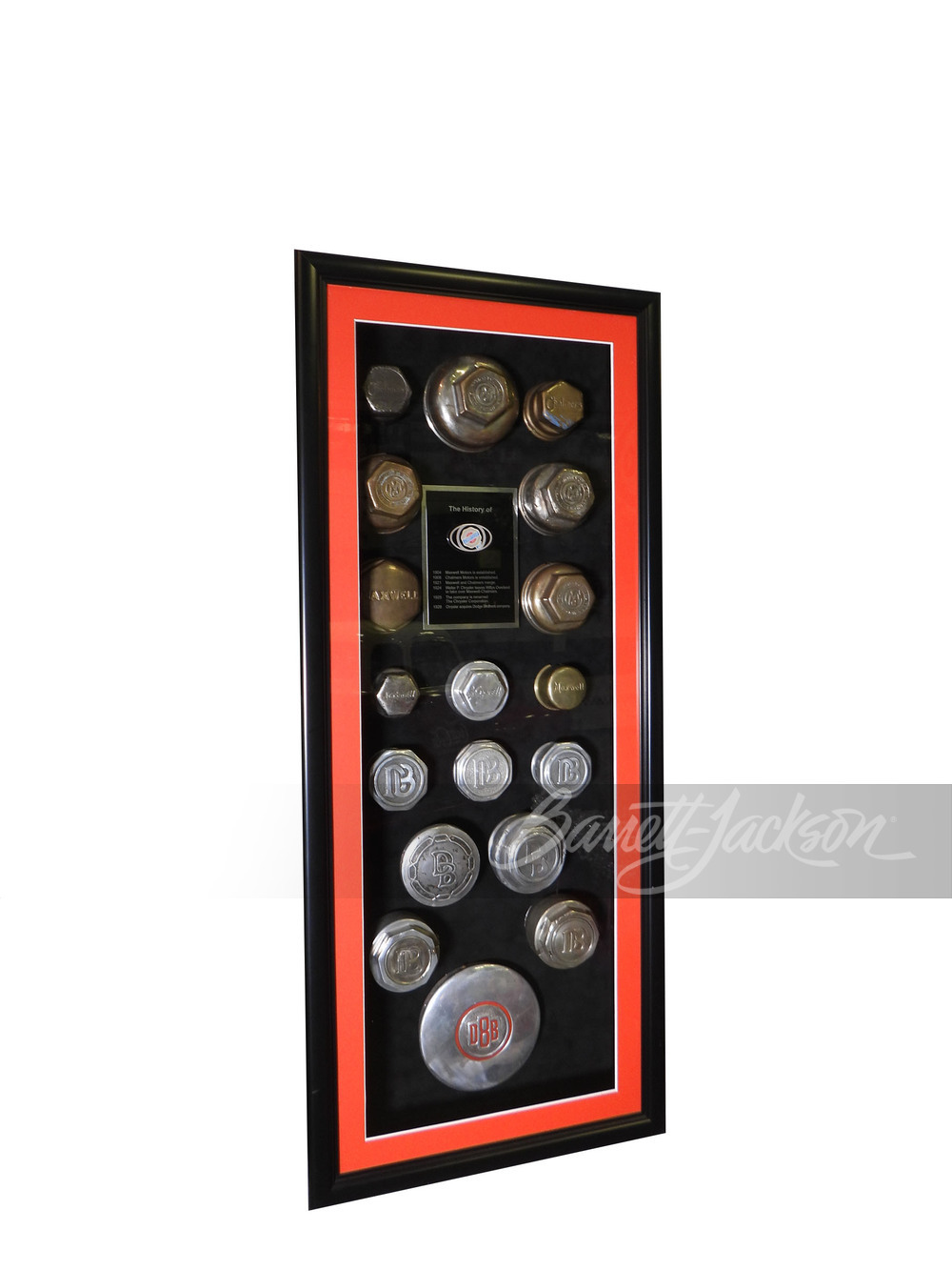 DISPLAY OF EARLY HUBCAPS SHOWING HISTORY OF CHRYSLER