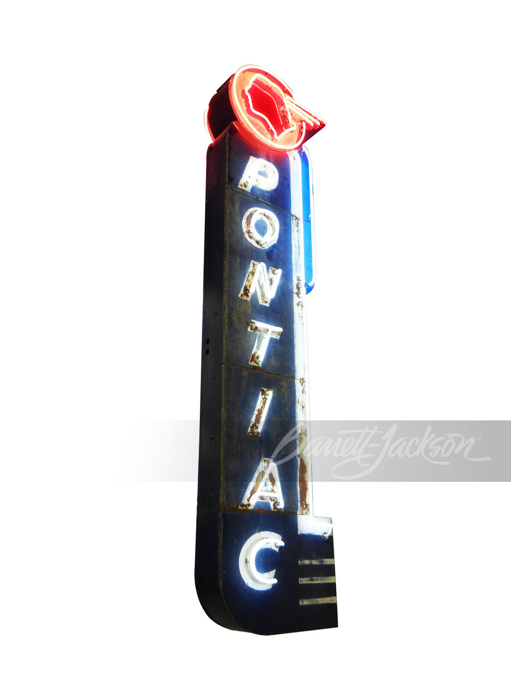 LARGE 1940S PONTIAC AUTOMOBILES NEON TIN SIGN