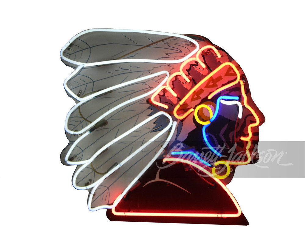 1930S-STYLE CUSTOM-MADE NATIVE AMERICAN CHIEFTAIN NEON TIN SI